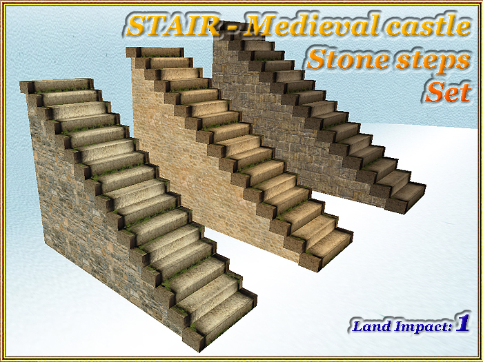 Second Life Marketplace - STAIR - Medieval castle - Stone steps Set (1 LI)(Full perm)